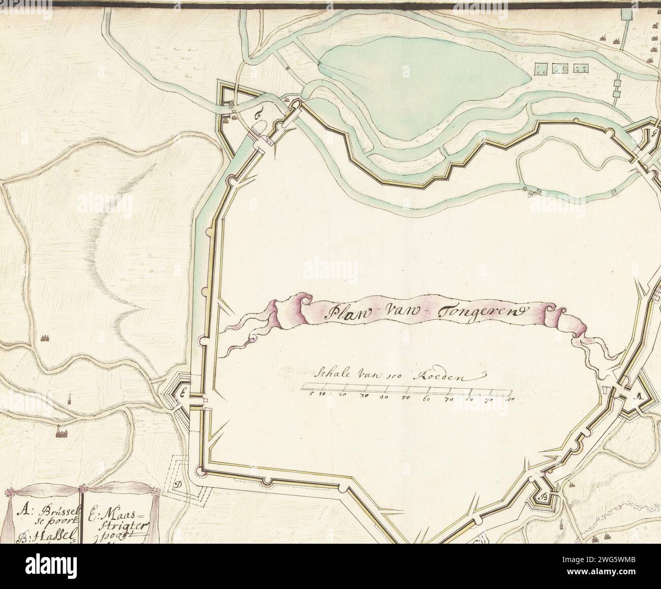Map of Tongeren, ca. 1701-1715, 1705 drawing Map of the reinforcements of the city of Tongeren ...