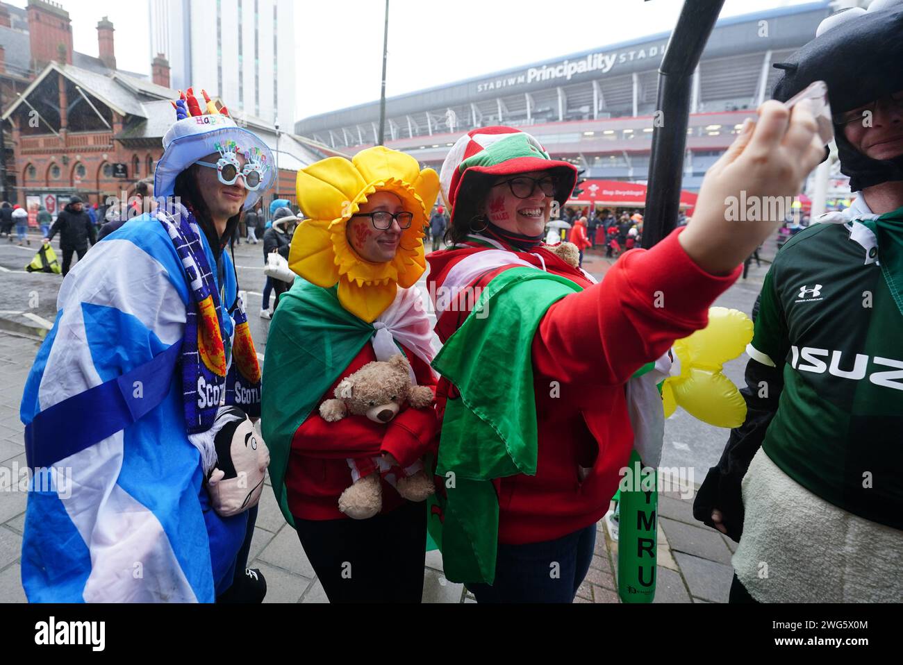 Wales and Scotland fans ahead of the Guinness Six Nations match at the ...