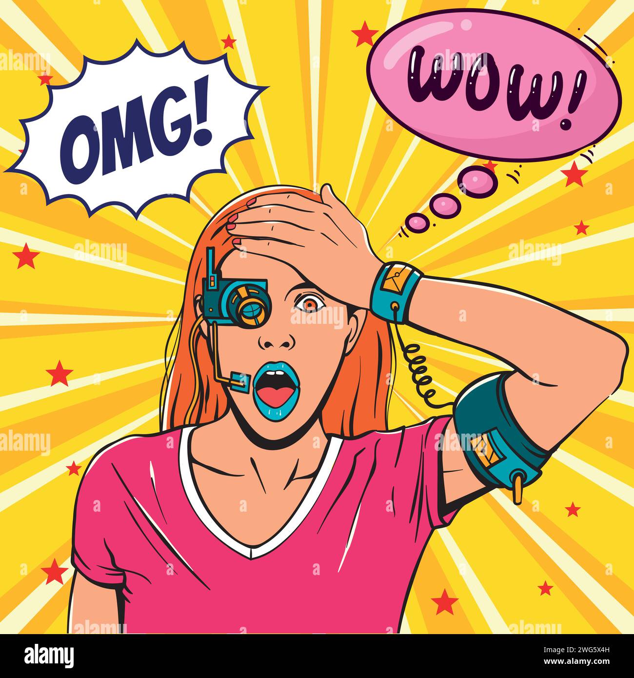 woman technology pop art style vector image Stock Vector Image & Art ...