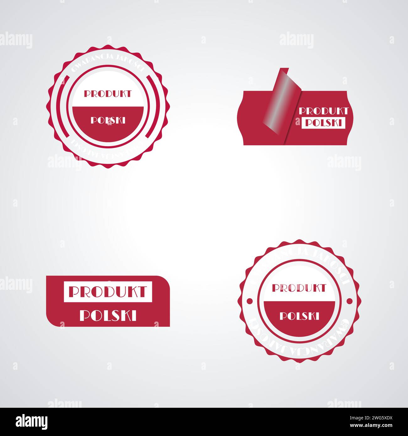 Set of various polish product and quality guarantee labels in Polish ...