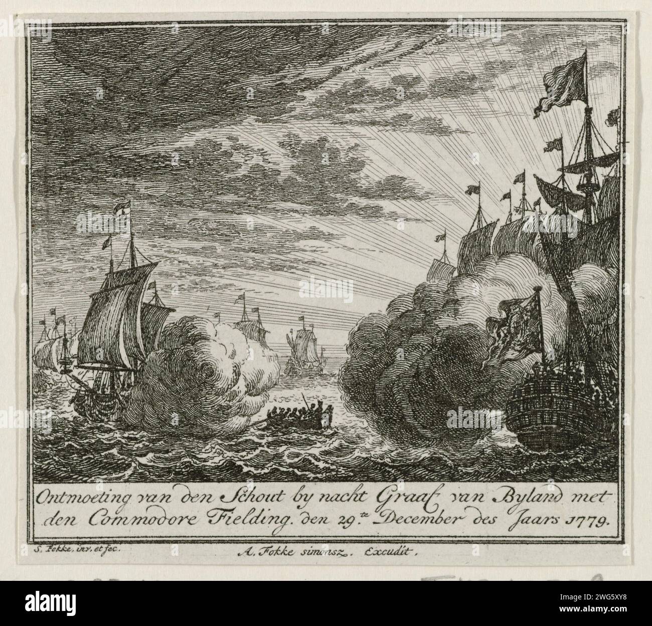 Hit between Fielding and Van Bylandt, 1779, Simon Fokke, 1783 - 1784 ...