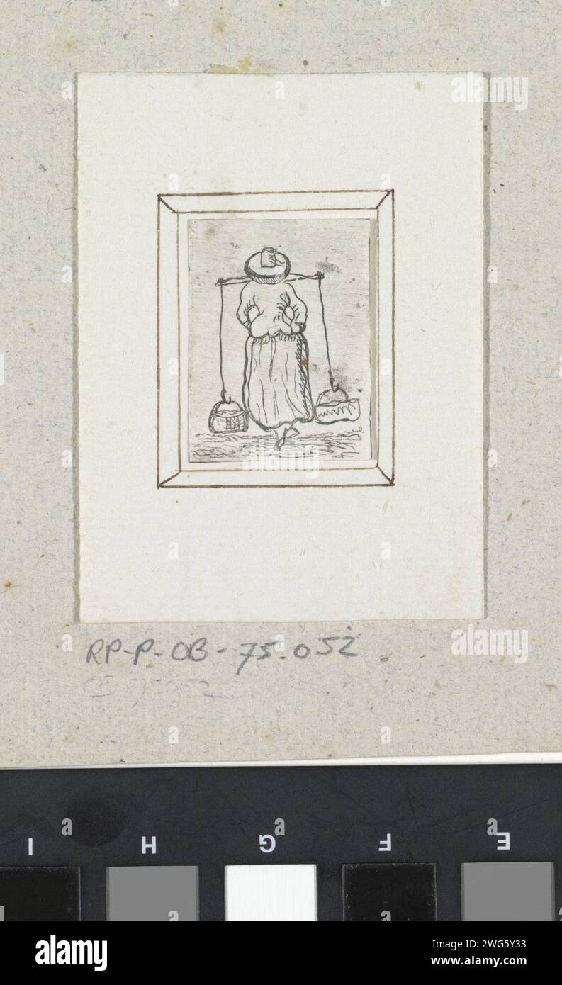 Woman with Yuk, Anonymous, 1700 - 1900 print paper etching carrying ...