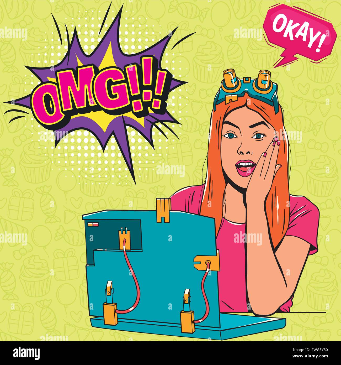 woman technology pop art style vector image Stock Vector Image & Art ...