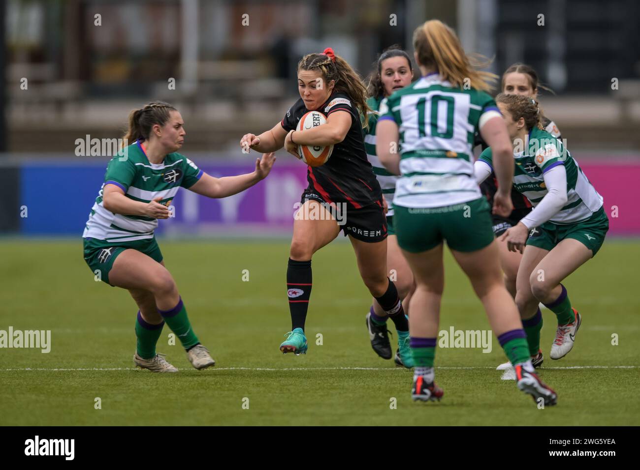 London, England on 3 February 2024. Sydney Gregson of Saracens Women ...