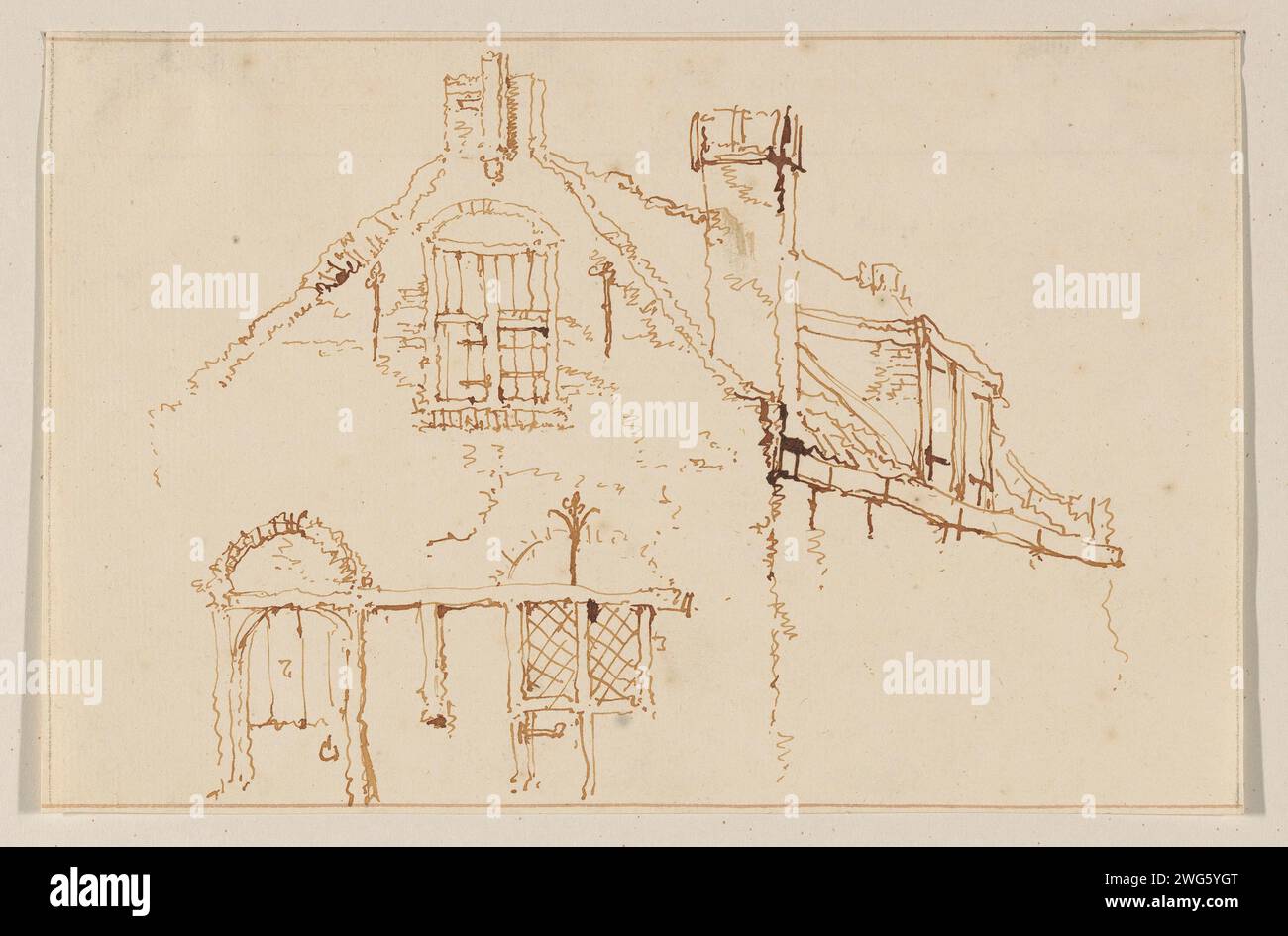 Farm, George Pieter Westenberg, 1801 - 1873 drawing paper. ink pen farm ...