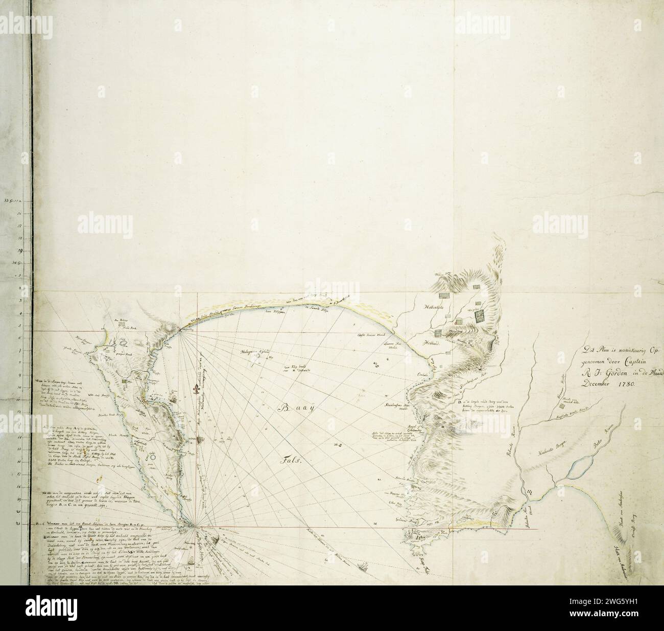 Map of False Bay and the Cape Peninsula, 1780 drawing The map covers ...