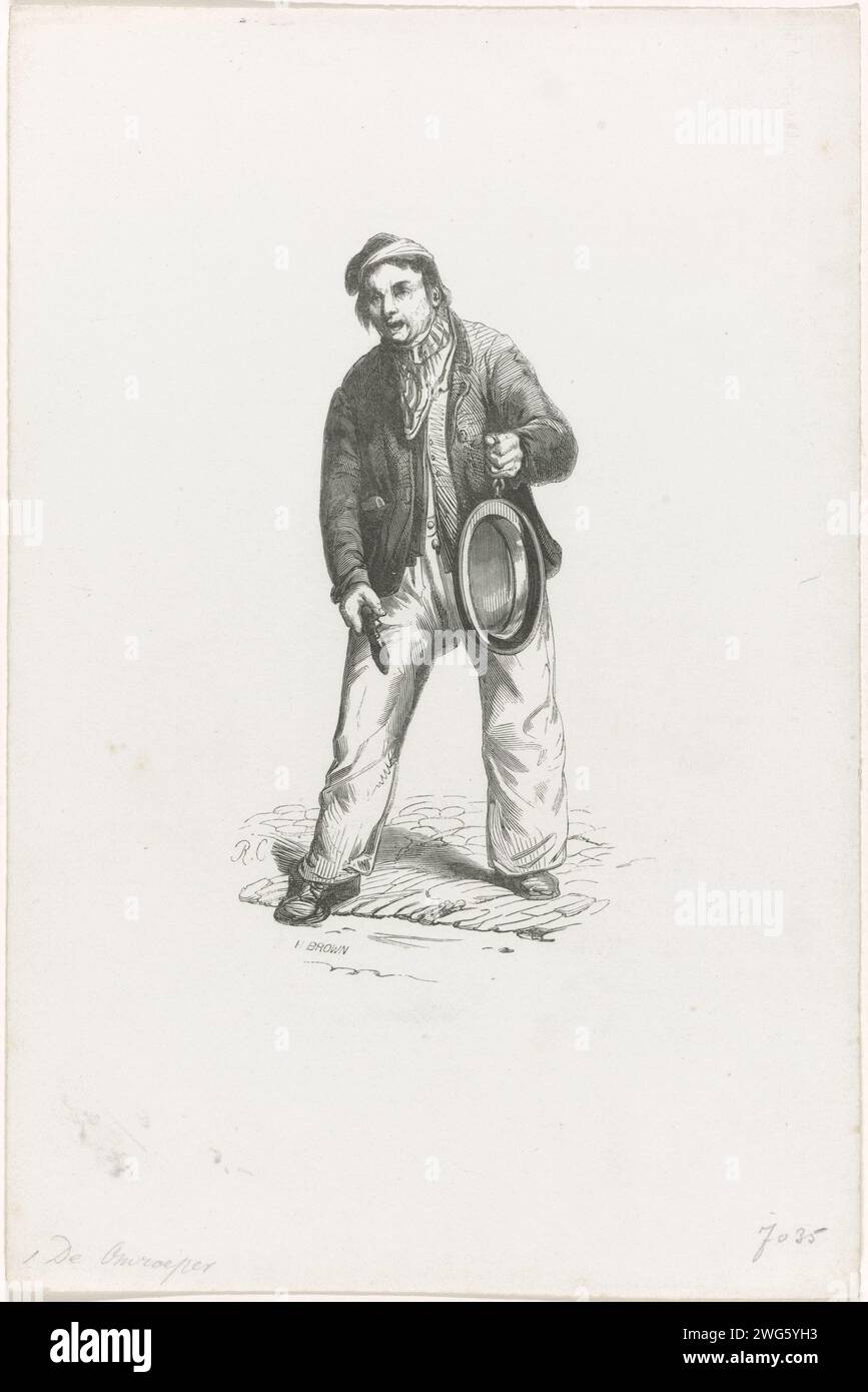 De Omroeper, 1840-1841, 1840 - 1841 print Standing announcer with ...