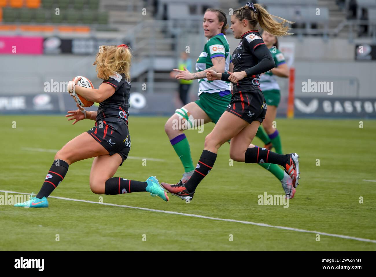London, England on 3 February 2024. Sydney Gregson of Saracens Women ...
