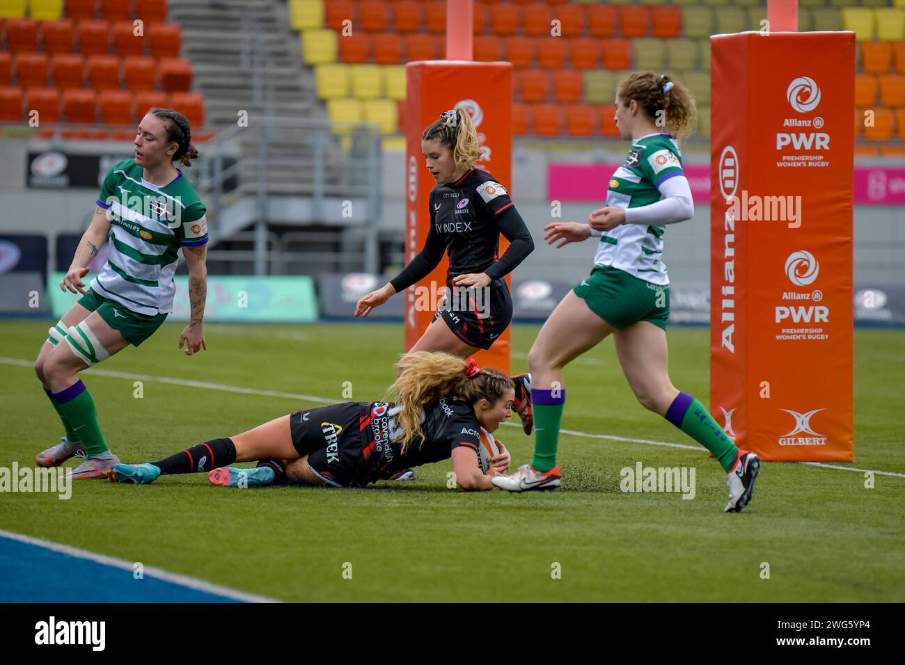 London, England on 3 February 2024. Sydney Gregson of Saracens Women ...