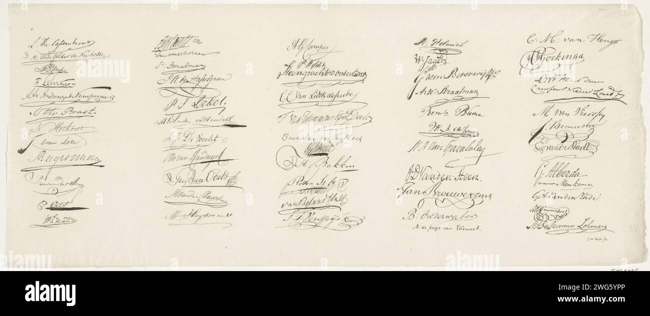 Leaf with signatures of the members of the Meeting of Significant, 1814 ...