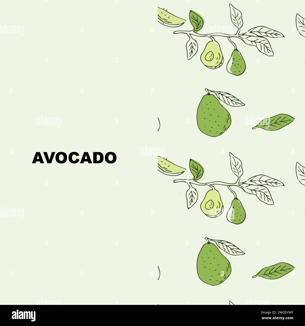 Sketch drawing background banner of avocado, avocado half, sliced fruit ...