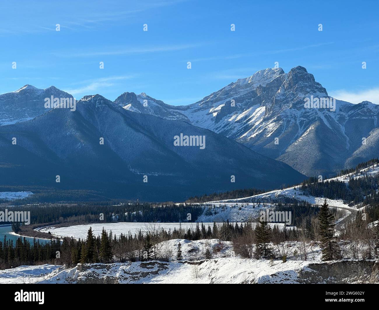 Banff National Park mountains view in Banff, Alberta Stock Photo - Alamy