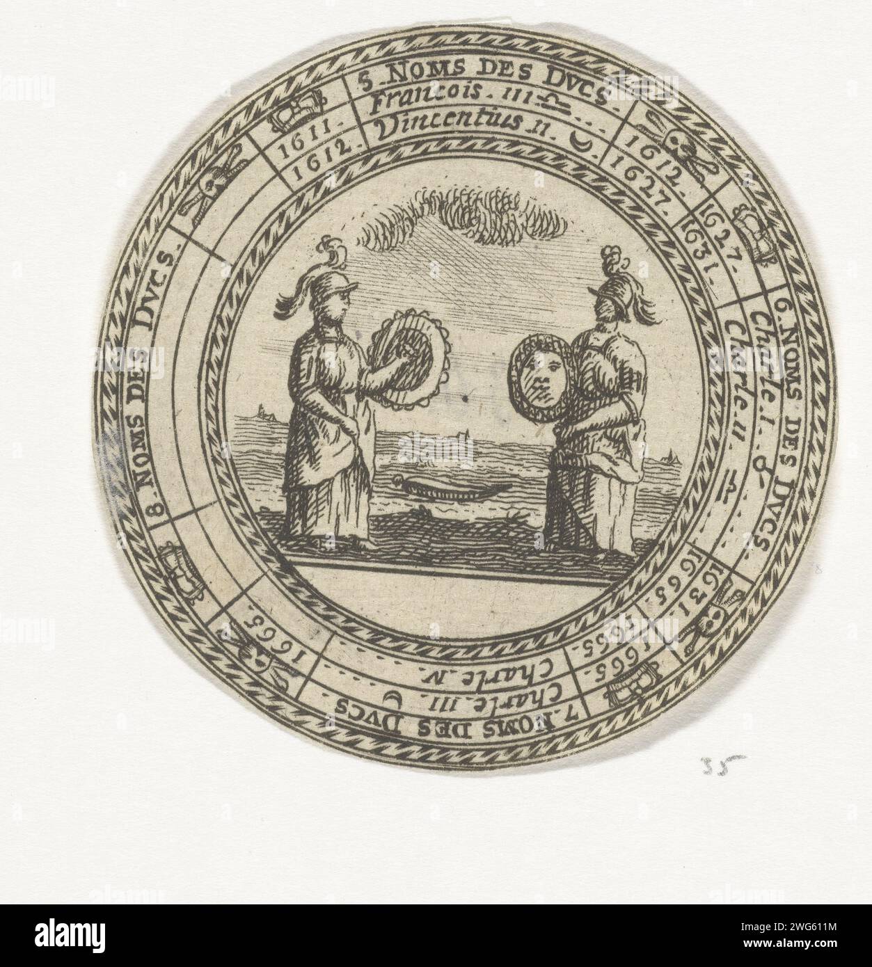 Menning with an emblem and the names of the Dukes of Mantua, Anonymous ...