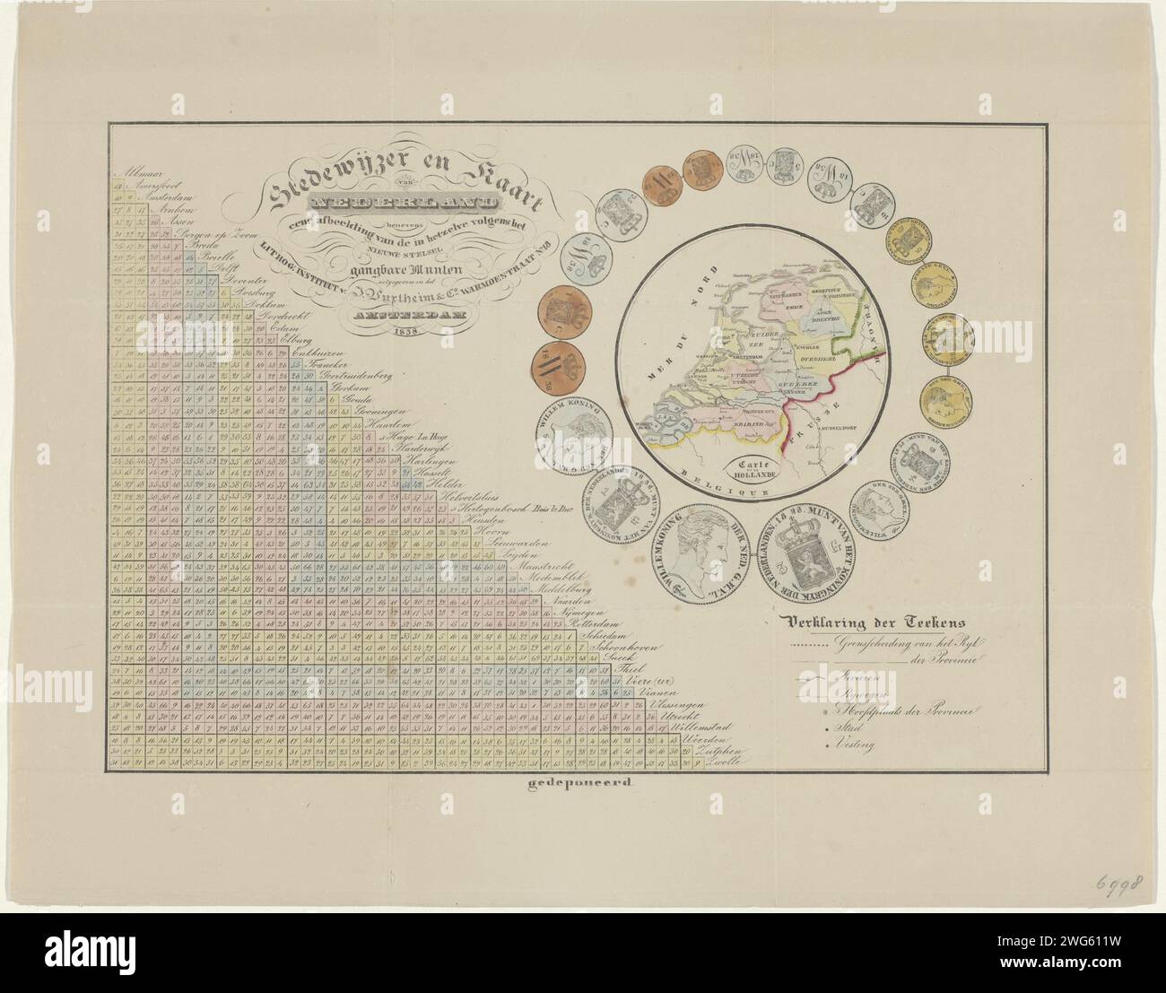 Distecting table and overview of the usual coins, 1838, 1838 print ...