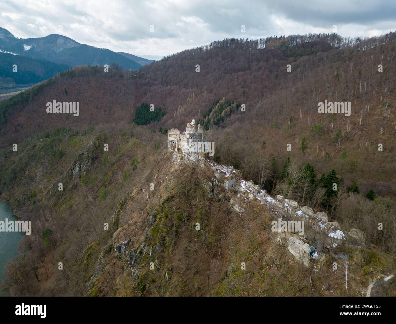 Aerial view of Strecno castle, Slovakia Stock Photo - Alamy