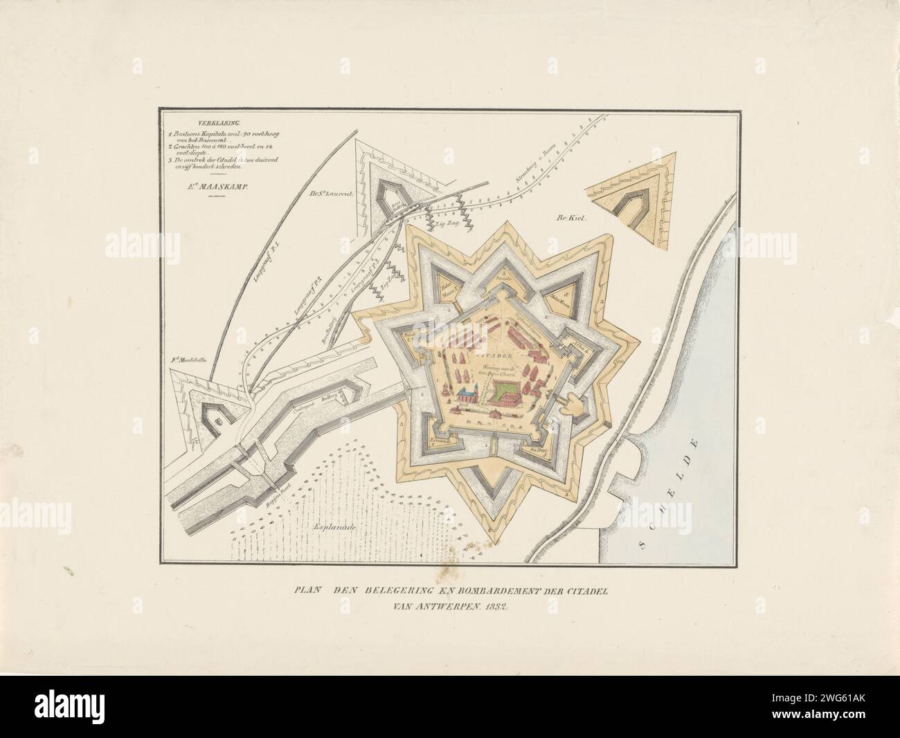 Plan den Bieging and Bombardement der Citadel van Antwerpen, 1832, 1832 ...
