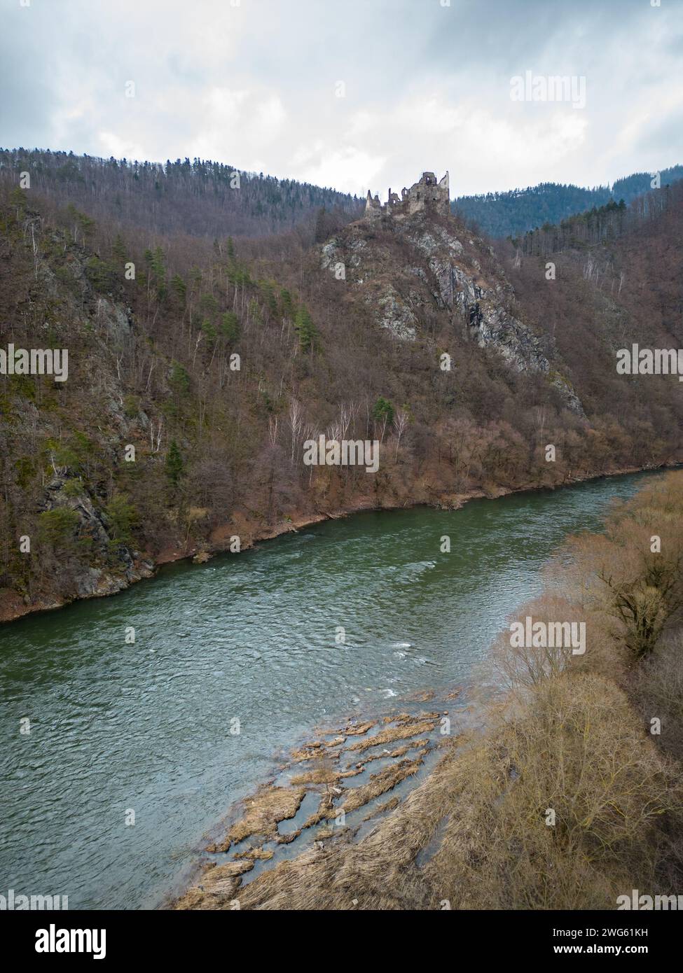 Aerial view of Strecno castle, Slovakia Stock Photo - Alamy