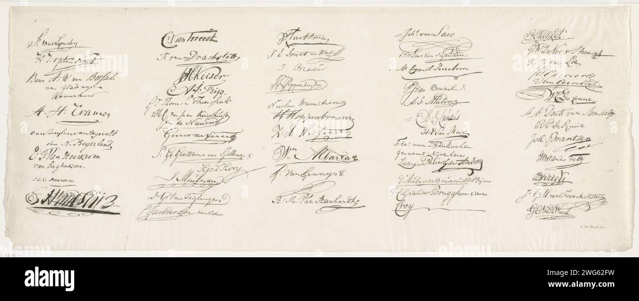 Leaf with signatures of the members of the Meeting of Significant, 1814 ...