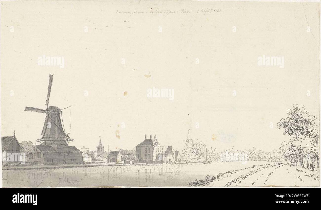 View of Zwammerdam on the Oude Rijn, Cornelis Pronk, 1733 drawing paper ...