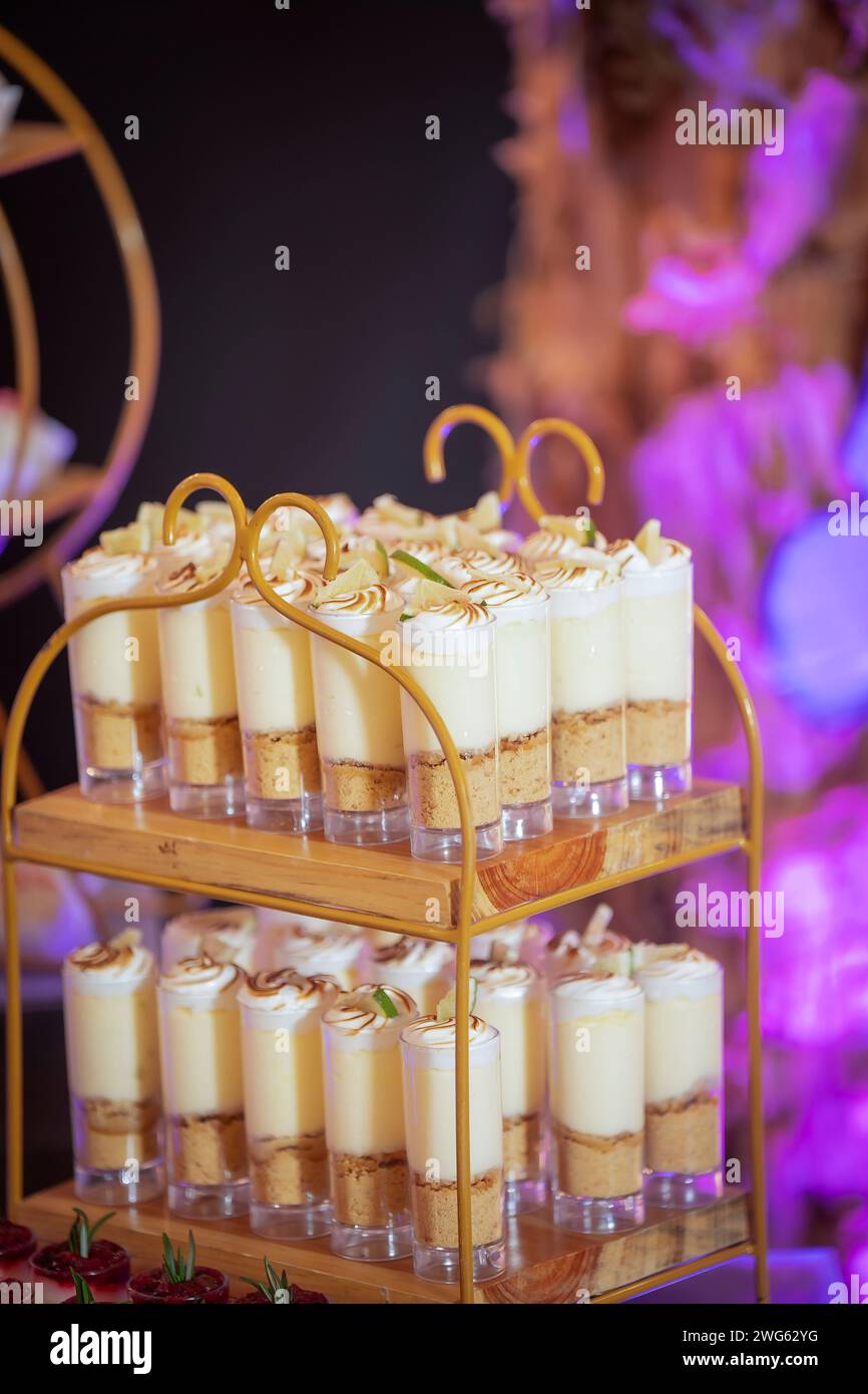Individual Presentation Of Desserts For The Reception Of The Party ...