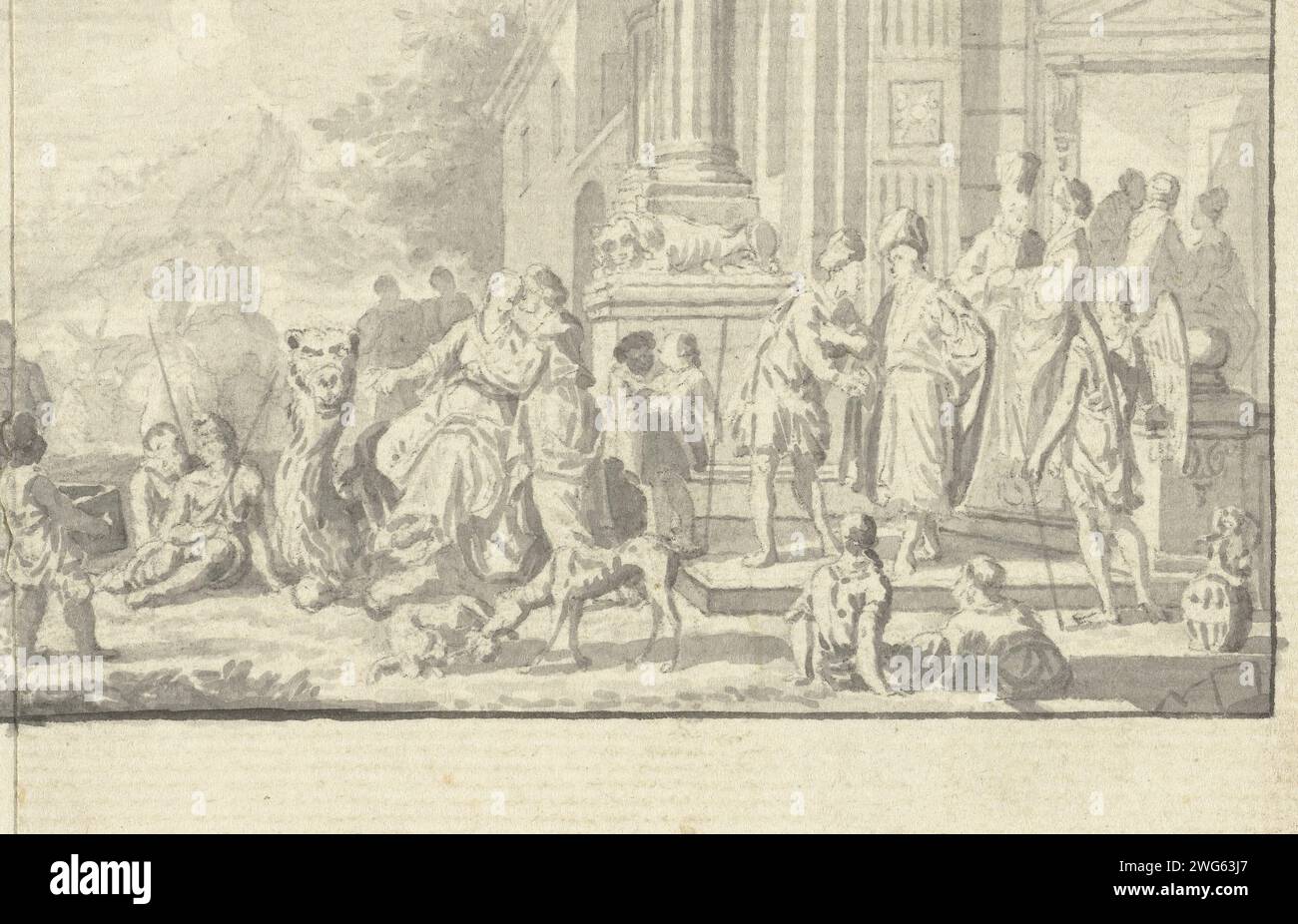 The story of Izaäk and Rebekka, Anonymous, 1600 - 1699 drawing paper ...