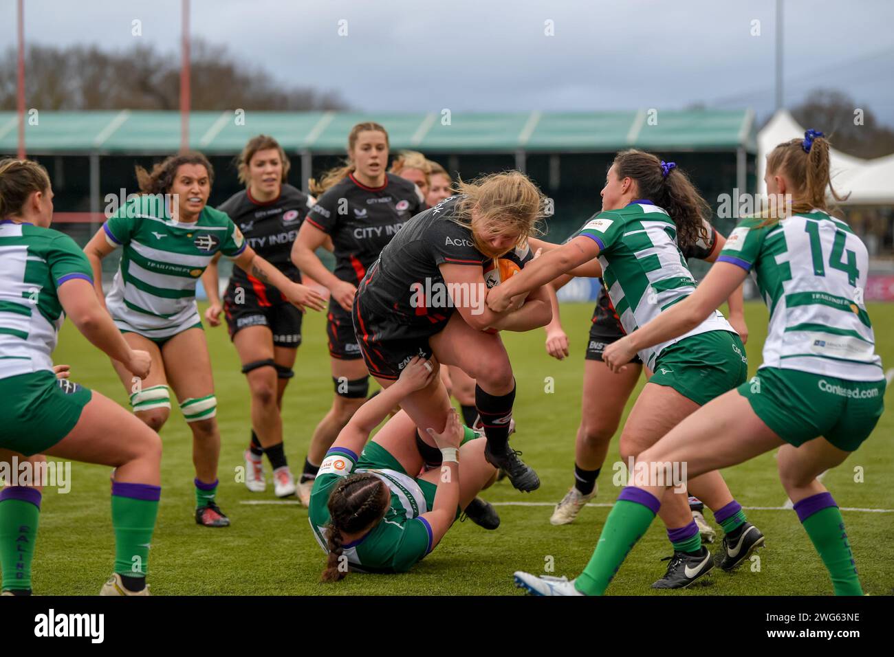 London, England on 3 February 2024. Poppy Cleall of Saracens Women ...