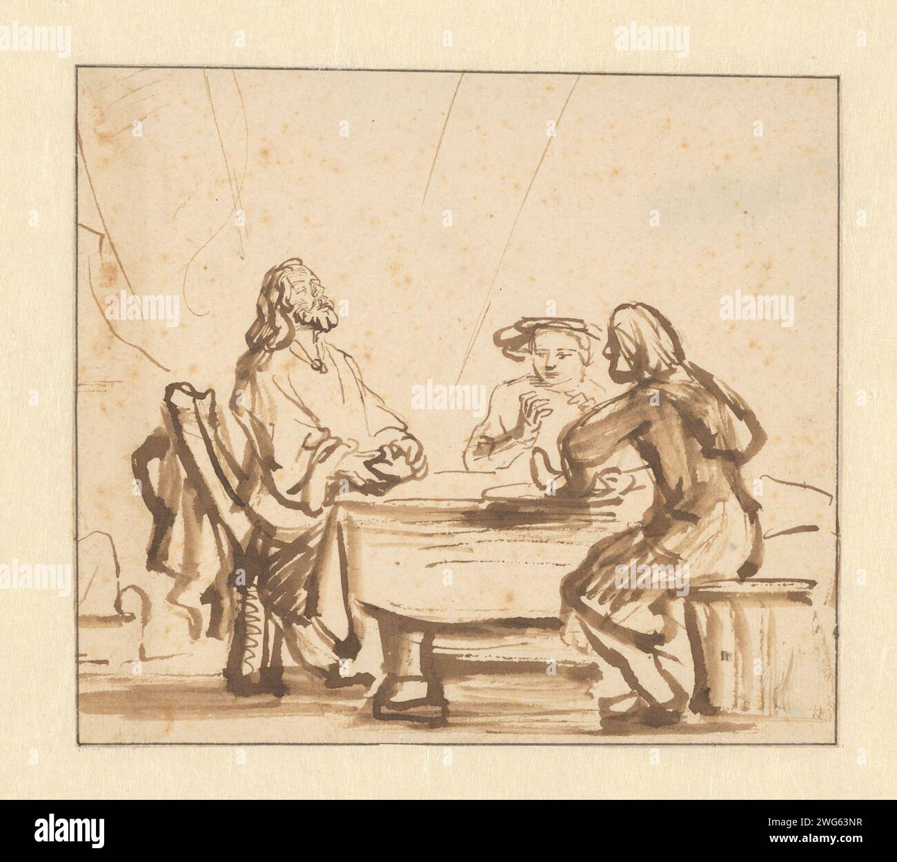 The meal in Emmaus, Samuel van Hoogstraten, 1658 - 1663 drawing Christ ...