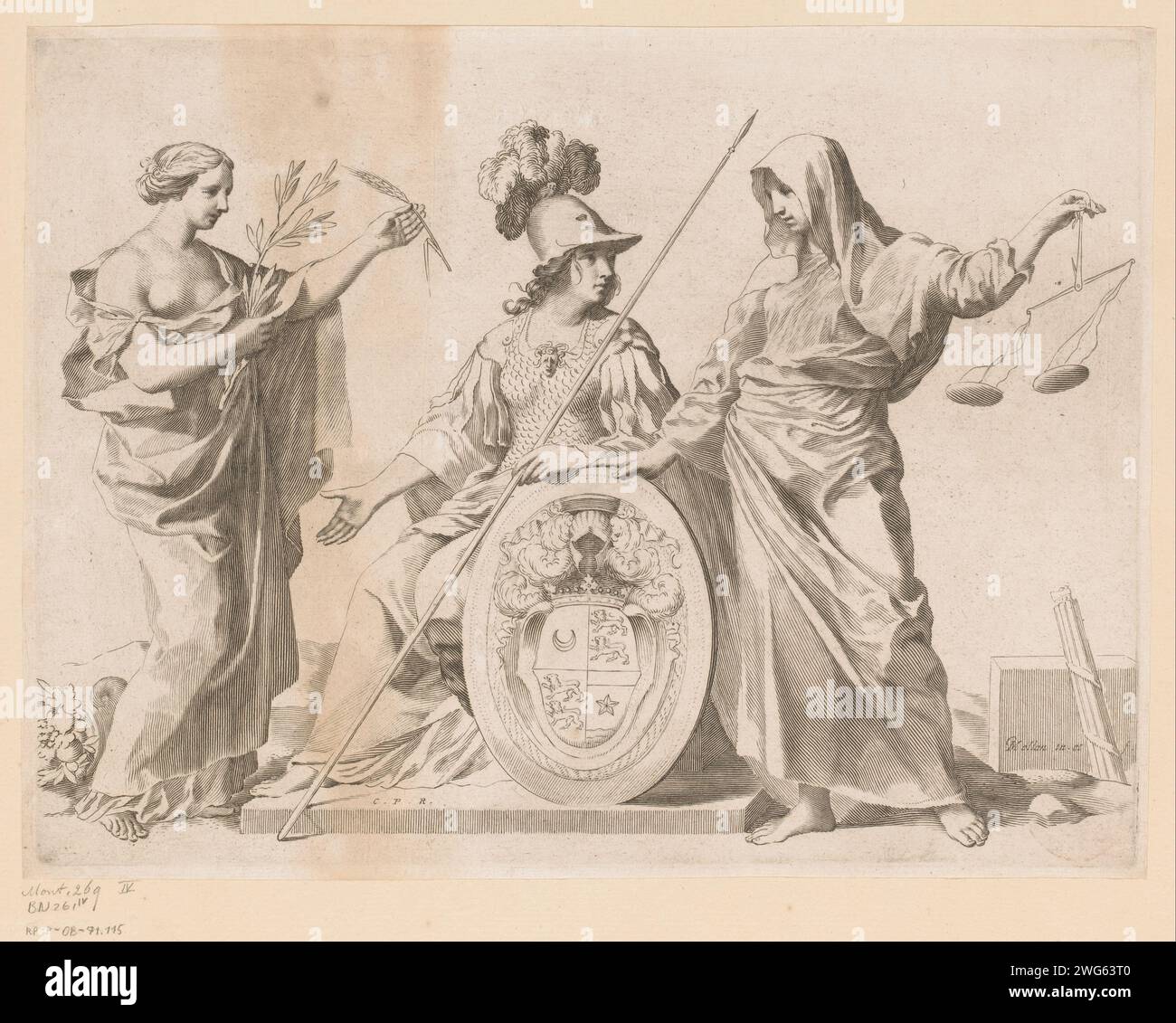 Peace, Minerva and Justitia at the Wapen van Gallard and Mesmes, Claude ...