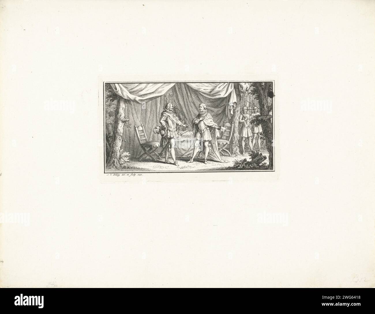 Conversation between a king and a nobleman, Jacob van der Schley, 1751 ...