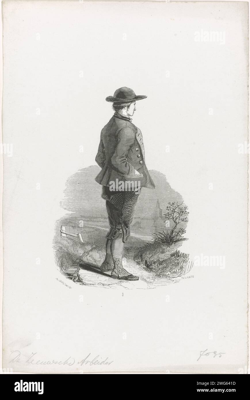 De Zeeuwse Arbeider, 1840-1841, 1840 - 1841 print A standing young man ...