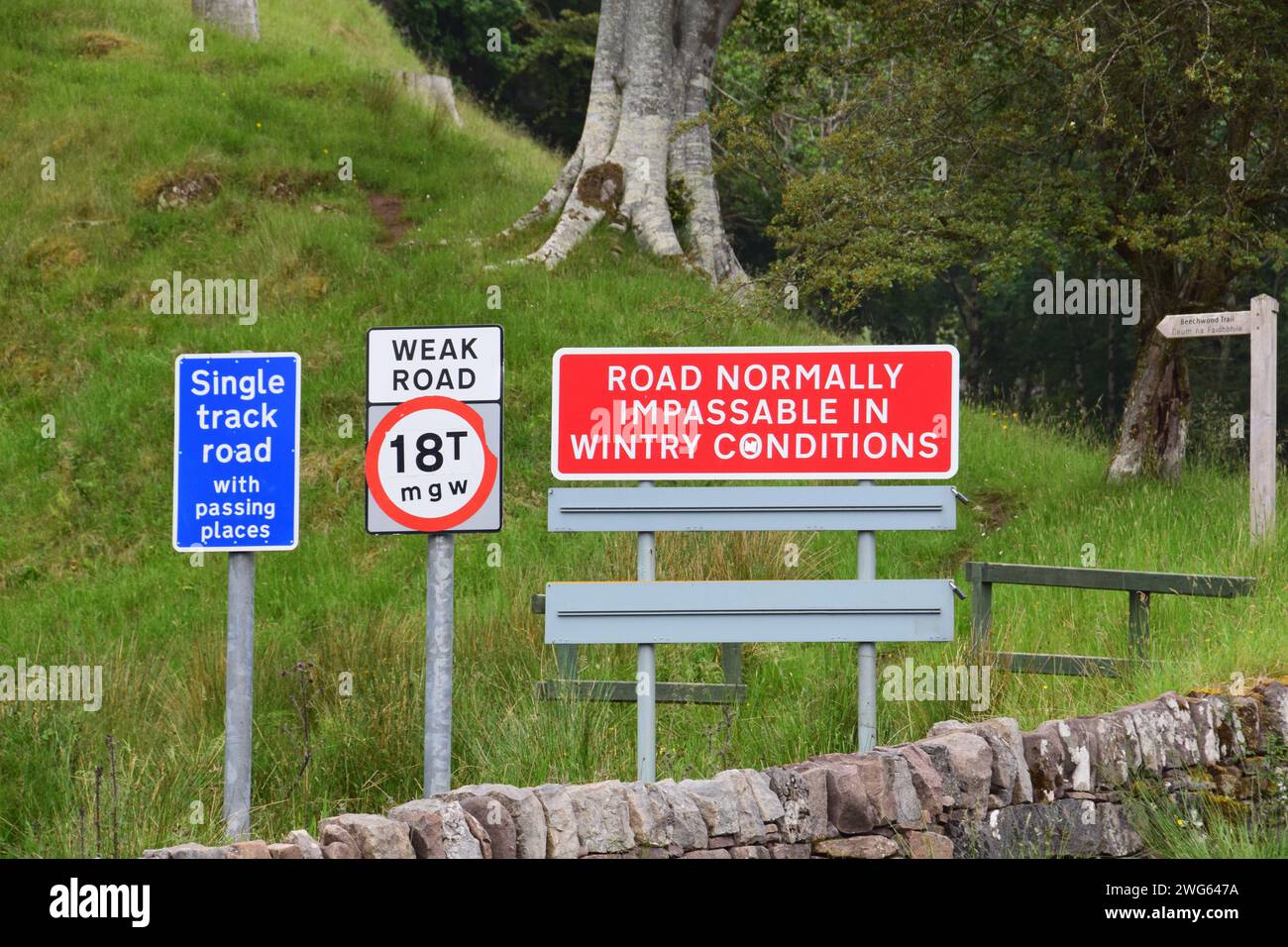 Warning sign at the start of the Applecross pass road Scotland Stock ...