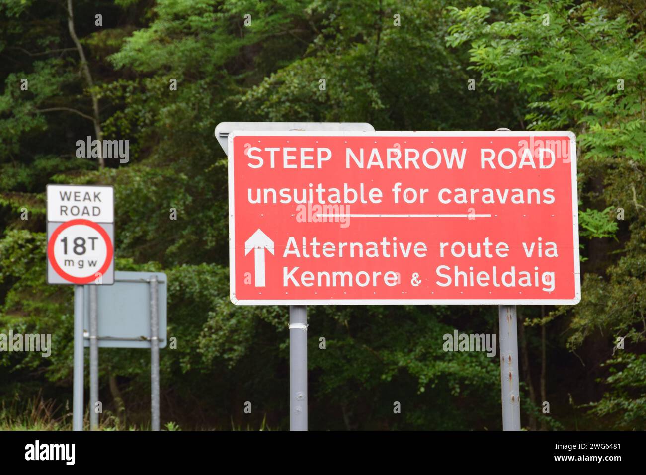 Warning sign at the start of the Applecross pass road Scotland Stock ...