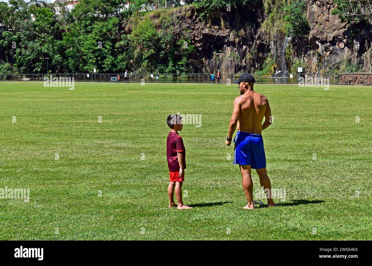 RIBEIRAO PRETO, SAO PAULO, BRAZIL - December 29, 2023: Father and son ...