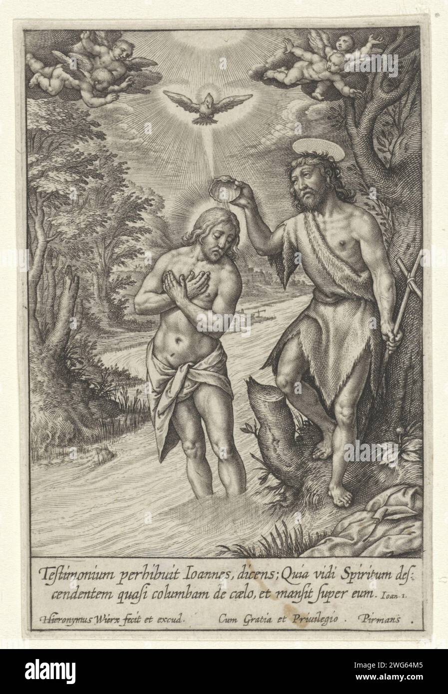 Baptism of Christ, Hieronymus Wierix, 1563 - Before 1619 print Christ is baptized by John the ...