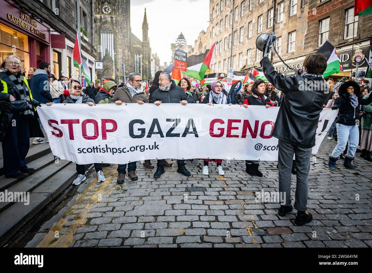 Edinburgh, Scotland. Sat 4 February 2024. Protesters gather at ...