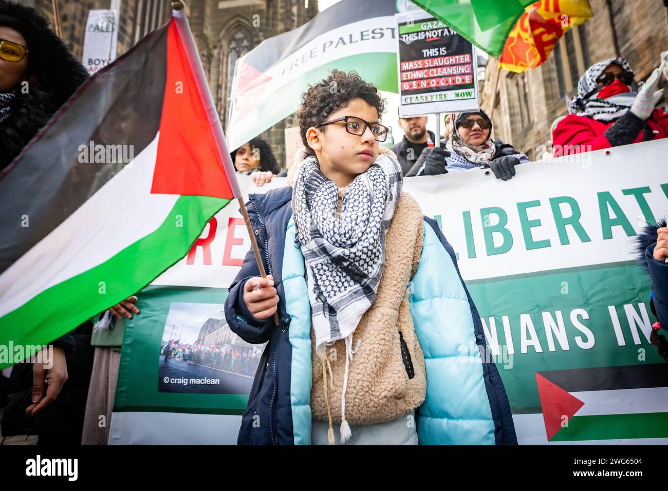 Edinburgh, Scotland. Sat 4 February 2024. Protesters gather at ...