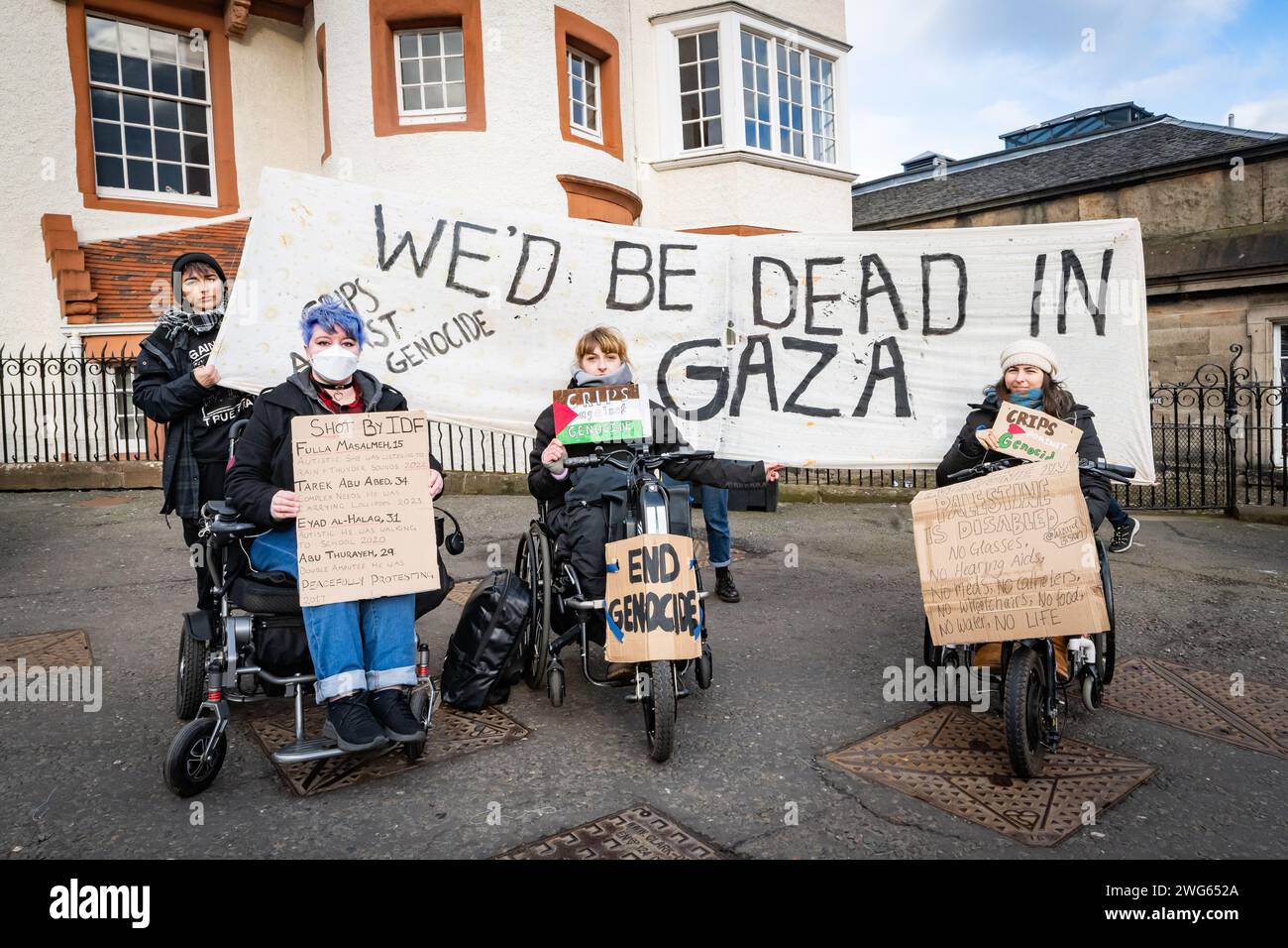Edinburgh, Scotland. Sat 4 February 2024. Protesters gather at ...
