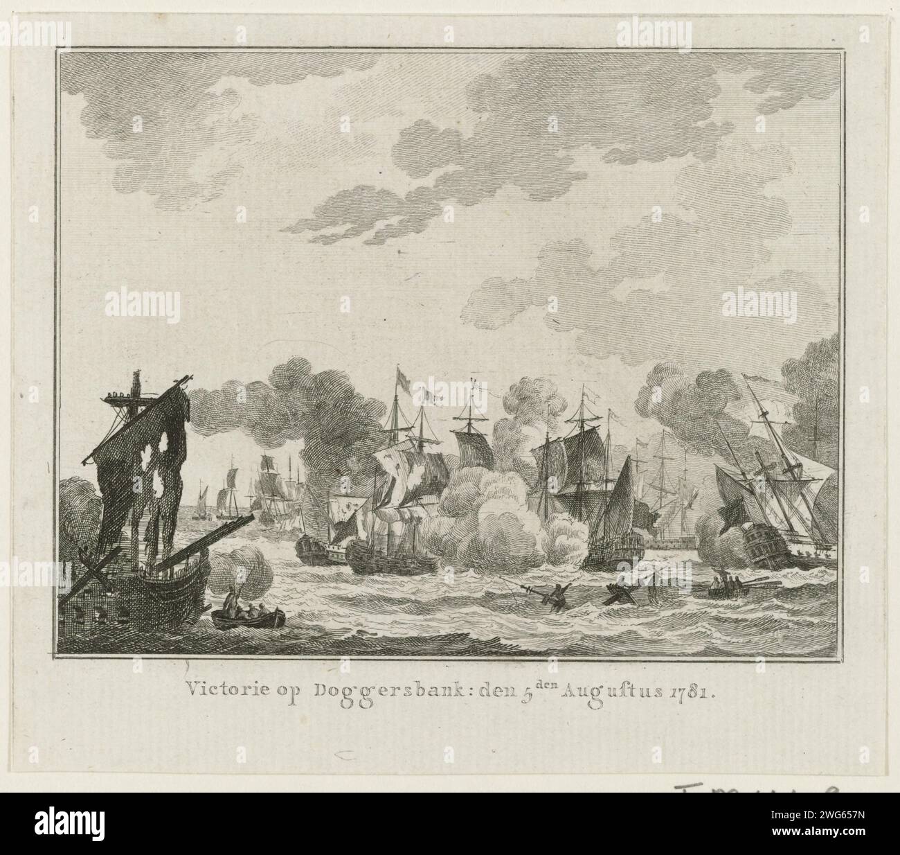 Sea battle at Doggersbank, 1781, Mathias de Sallieth, 1781 - 1783 print ...