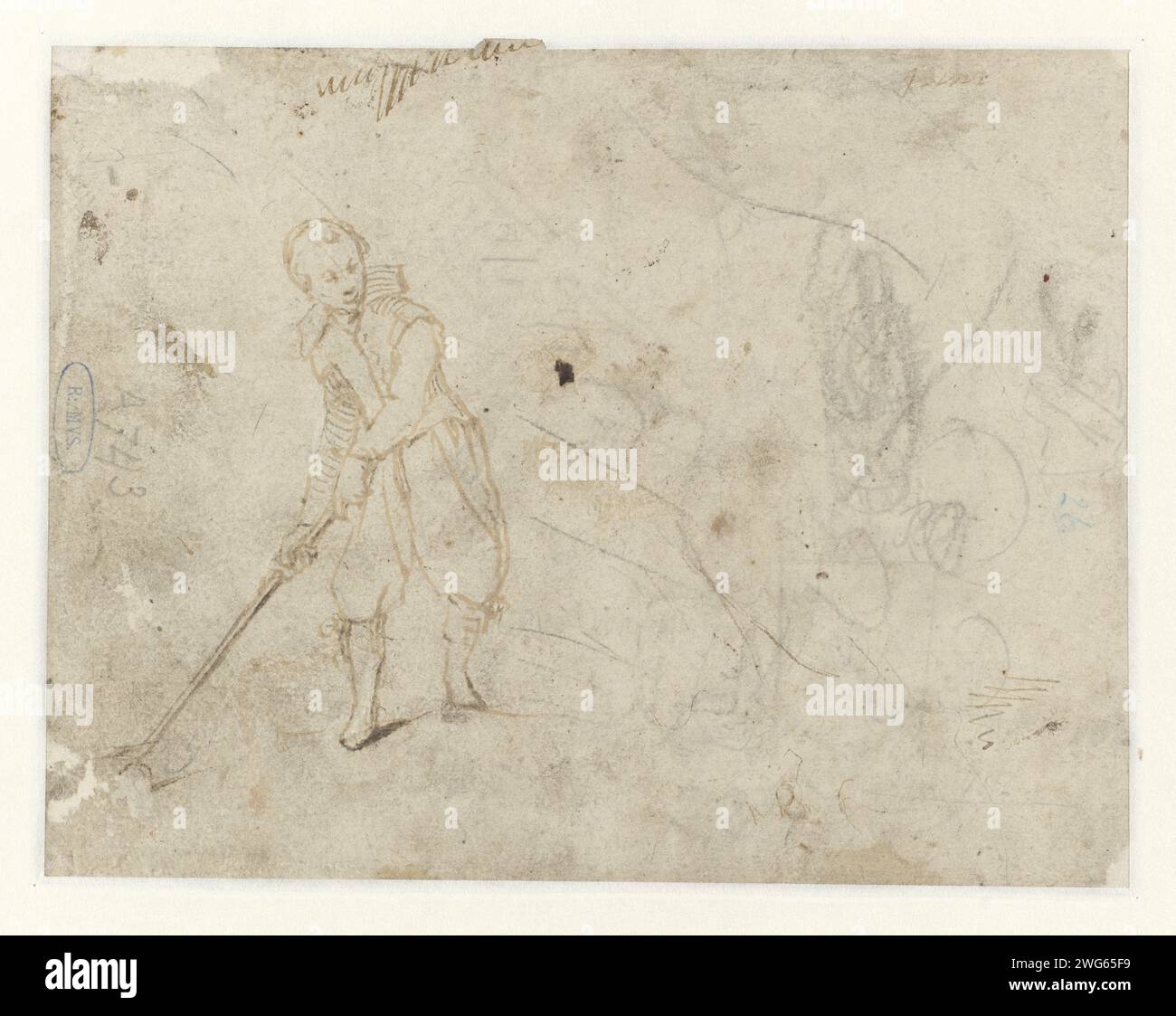 Boy playing golf, Gerard ter Borch (I), c. 1610 - 1620 drawing Zwolle ...