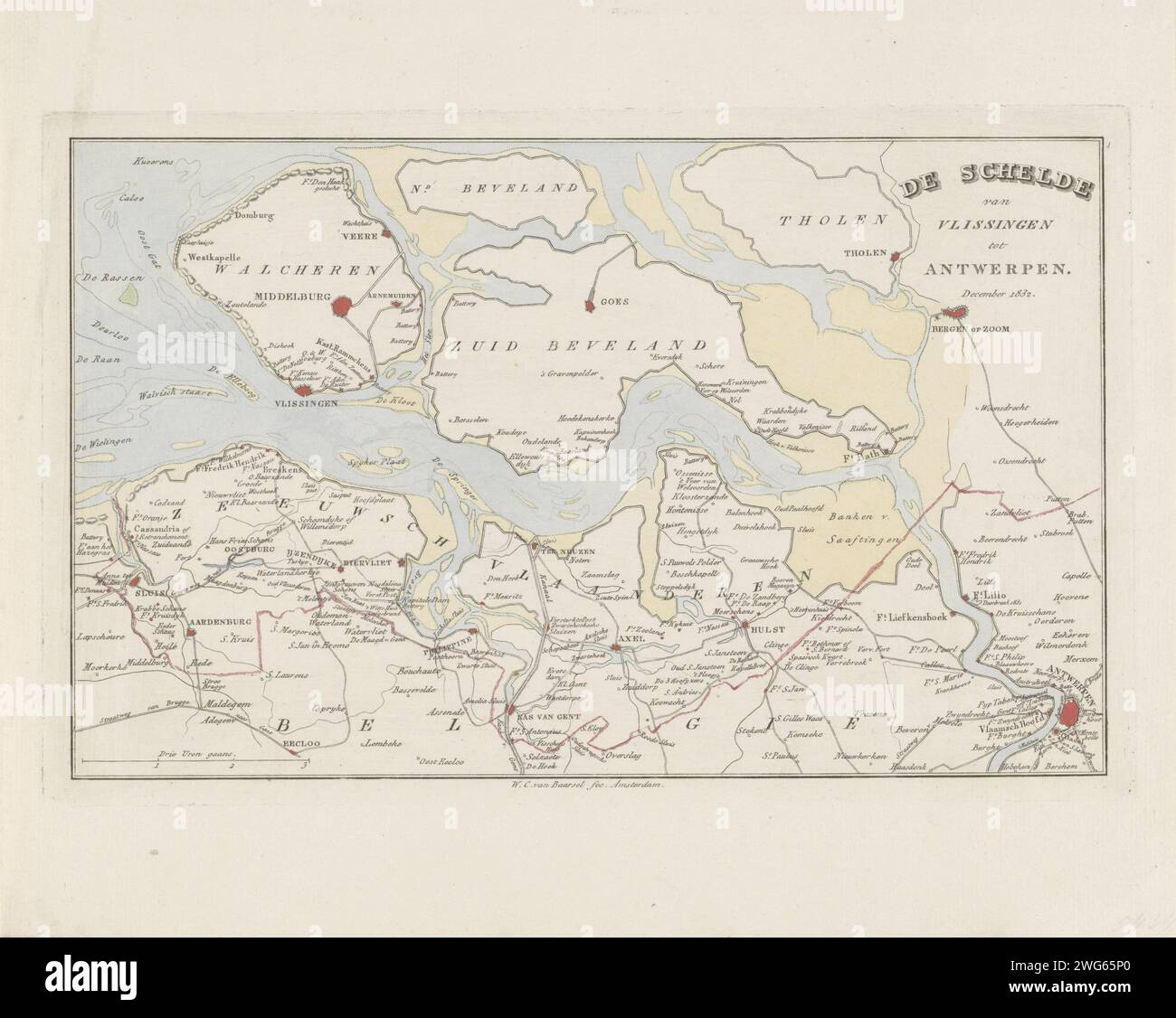 De Schelde from Vlissingen to Antwerp. December 1832, 1832 - 1833 print ...