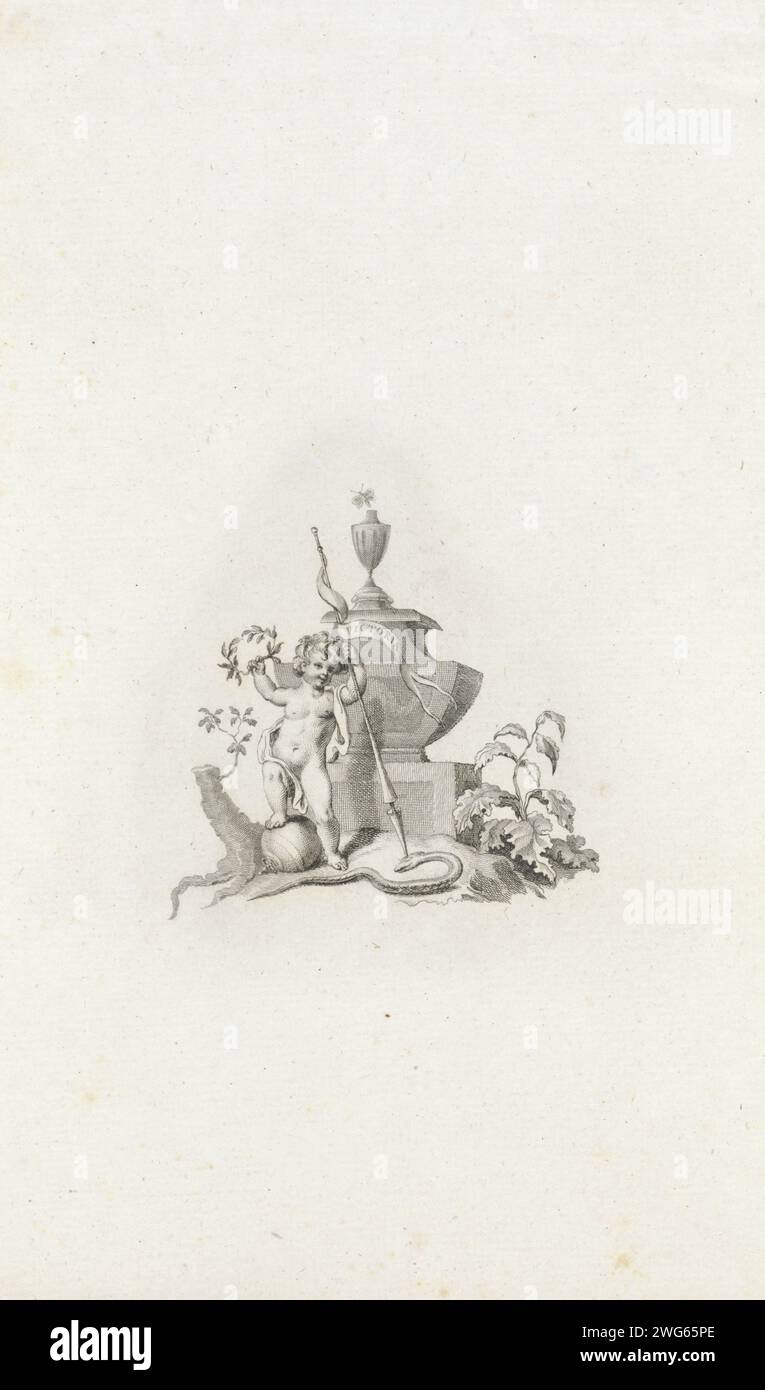 Vignette with a putto with symbols of victory, Reinier Vinkeles (I ...