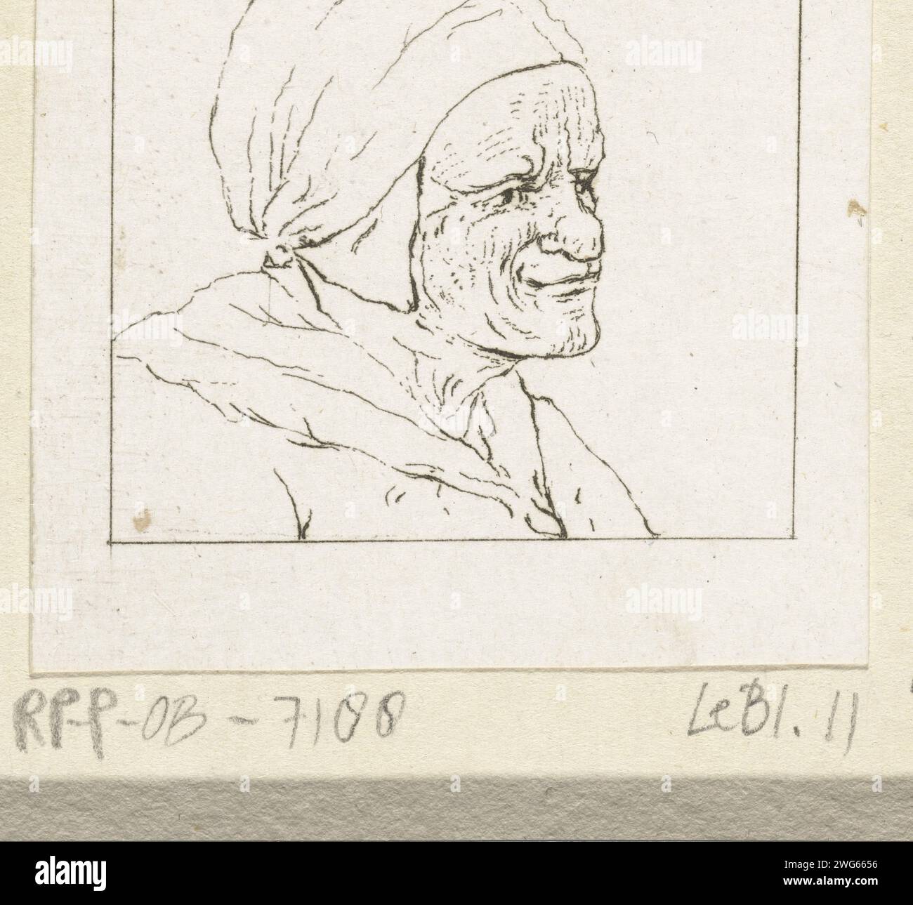 Head of an old woman, Pieter de Mare, after Christina Chalon, 1777 ...