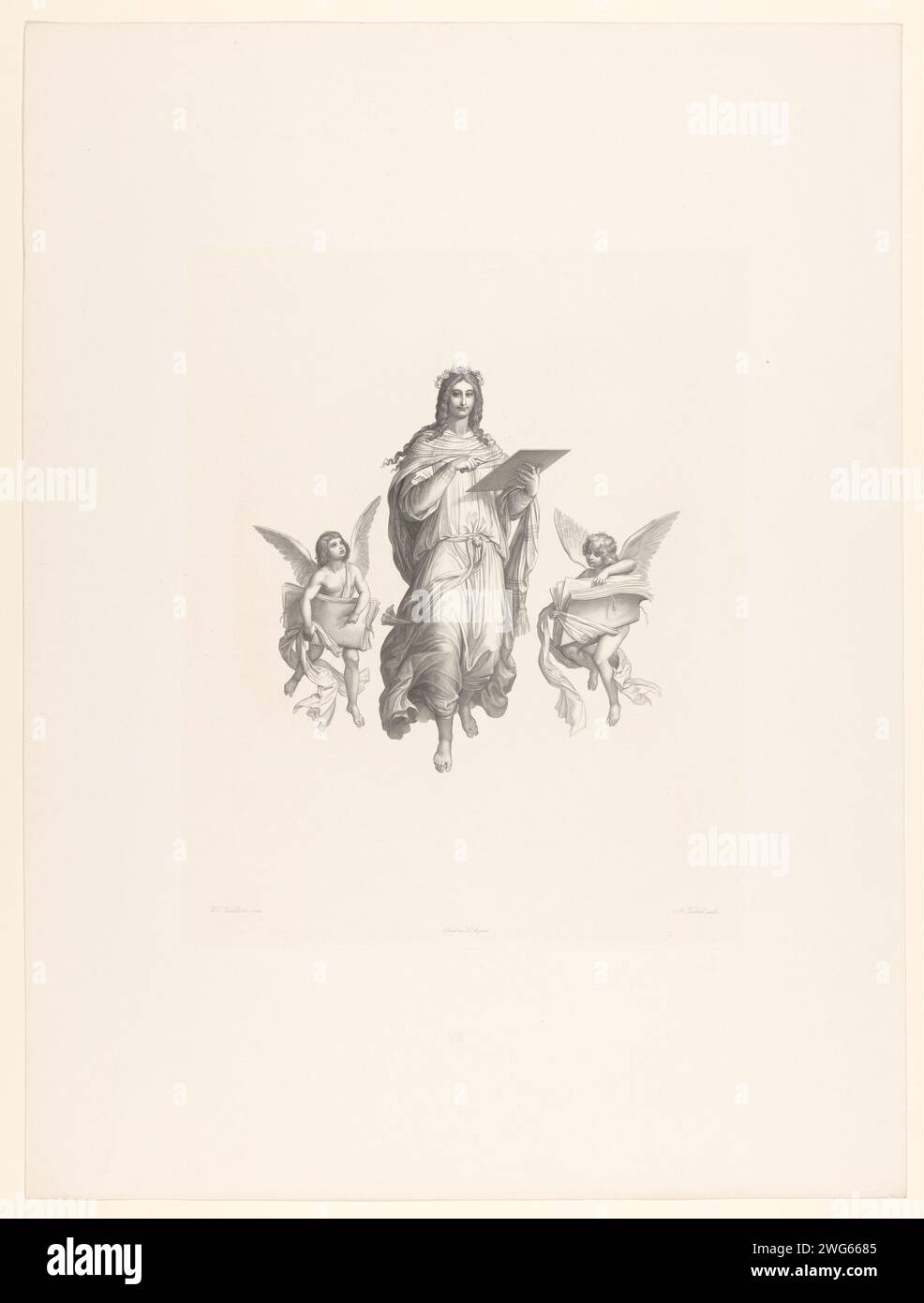 Allegorie van de Graveerkunst, Albert Teichel, after Wilhelm von ...