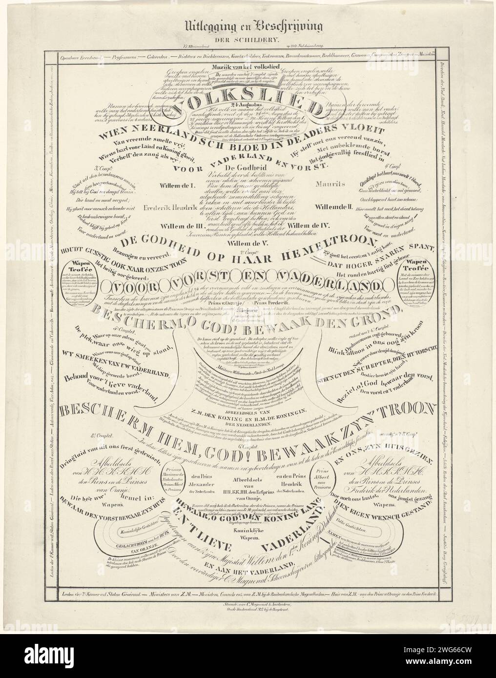 Explanation at the print with the calligraphy of the song 'Wien ...