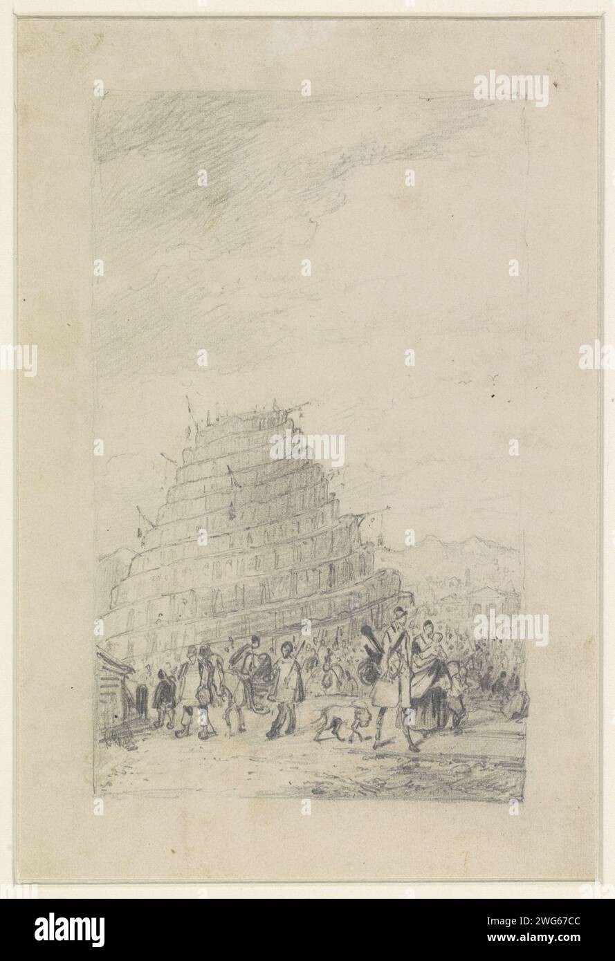 Tower of Babel, Jean Michel Ruyten, 1842 drawing Design for a print ...