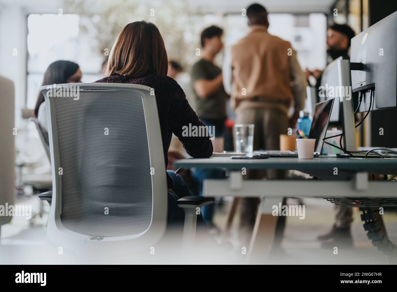 Creative office teamwork discussing business growth and analyzing ...