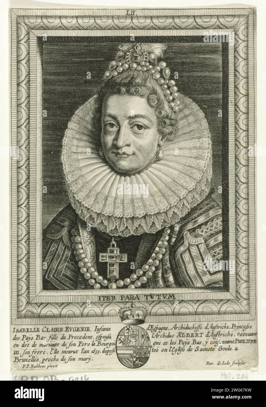 Portrait of Isabella Clara Eugenia, Infante van Spain, Pieter de Jode ...