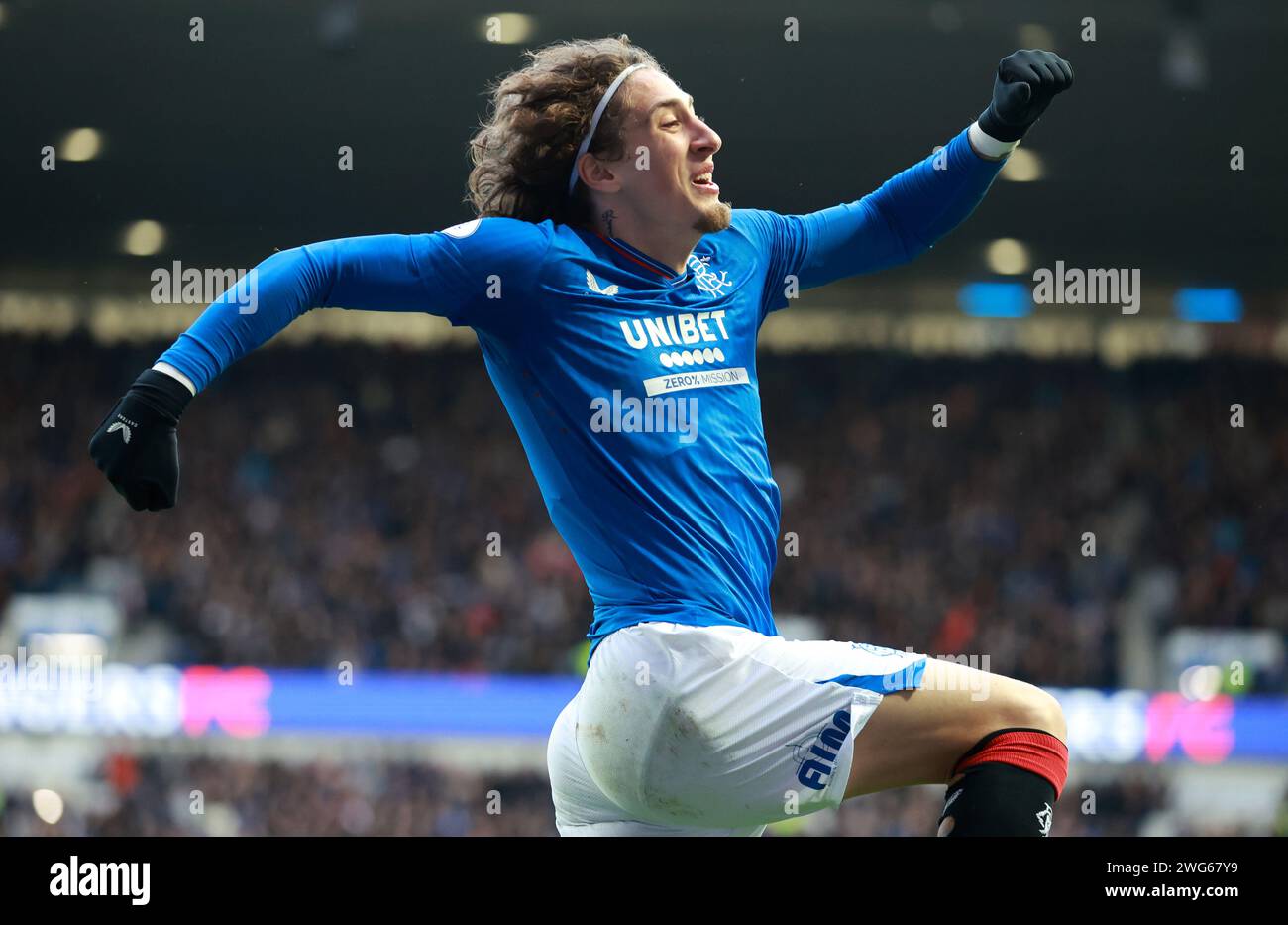 Rangers' Fabio Silva celebrates scoring their side's first goal of the ...