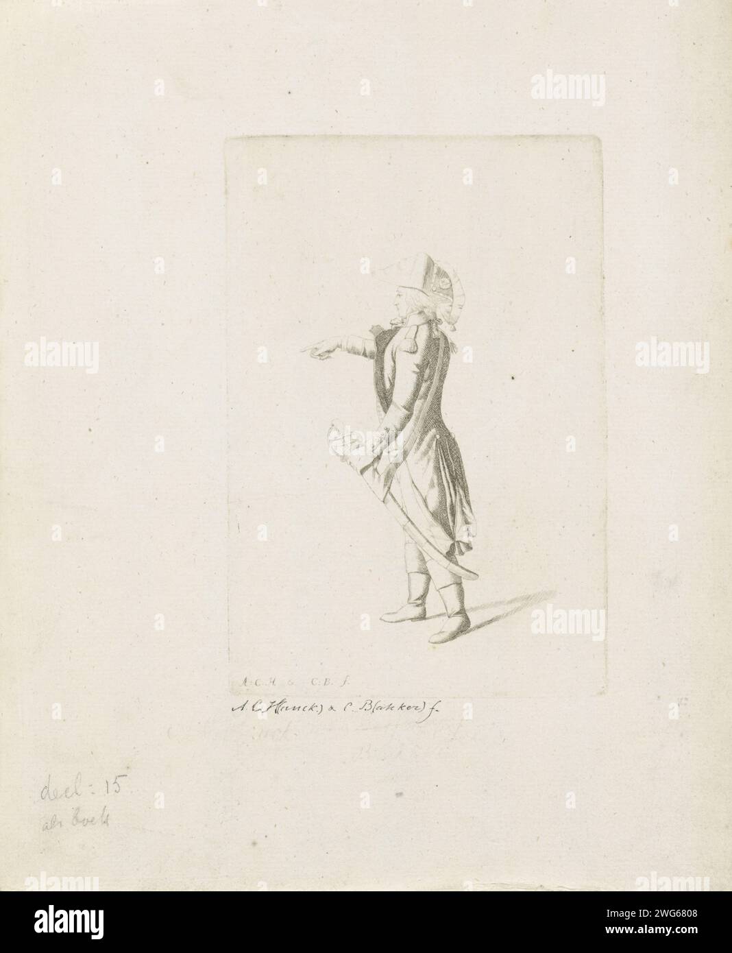 Pointing French officer, August Christian Hauck, 1795 print A pointing ...