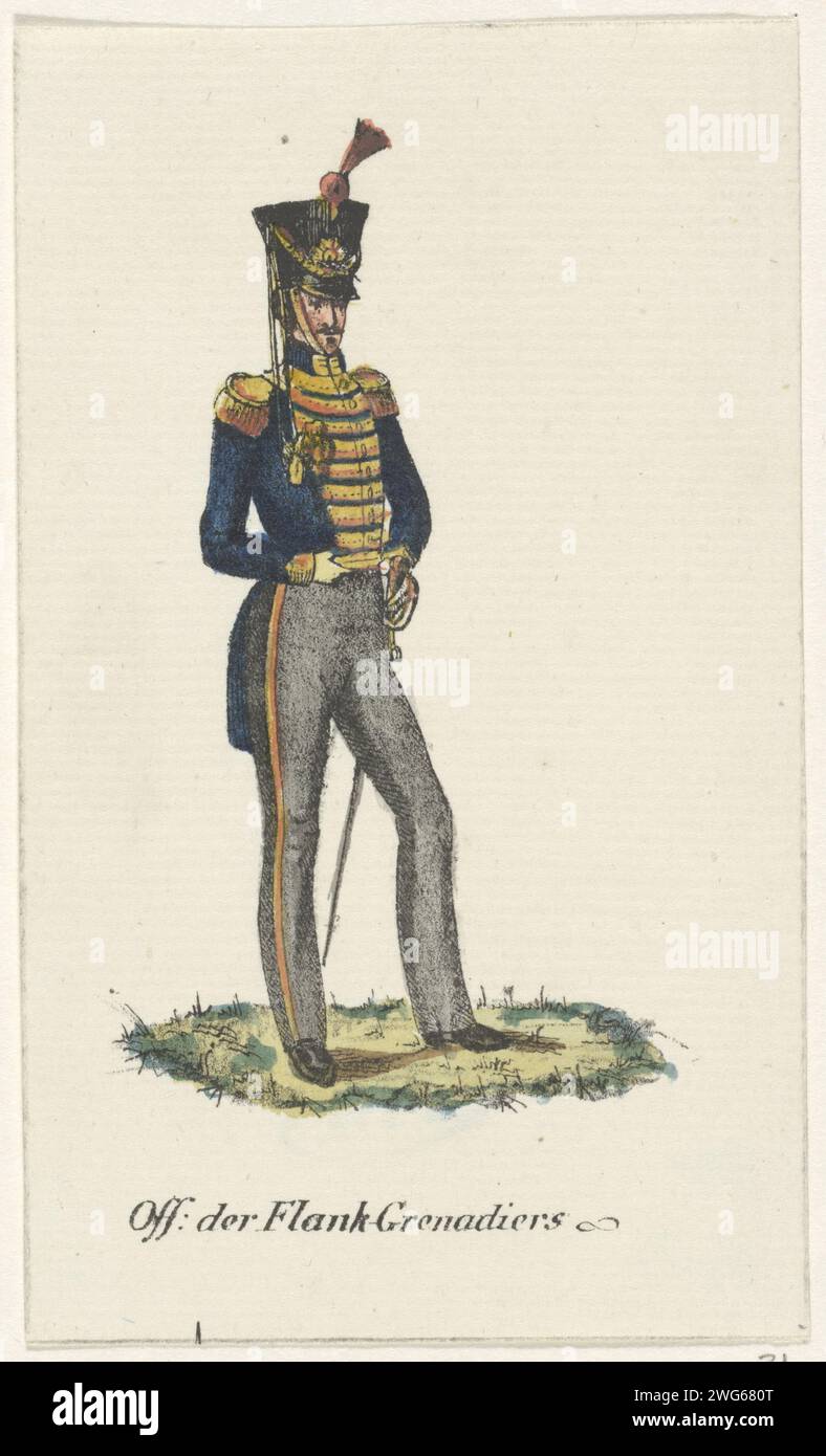 Flank Grenadiers, Willem Charles Magnenat, 1830 - 1835 print Uniform of ...